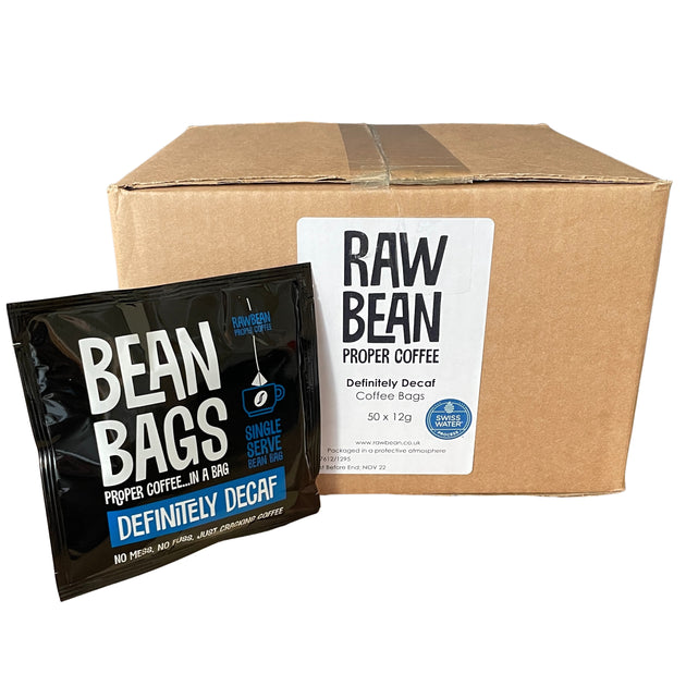 Raw Bean Definitely Decaffeinated Individually Enveloped Coffee Bean ...